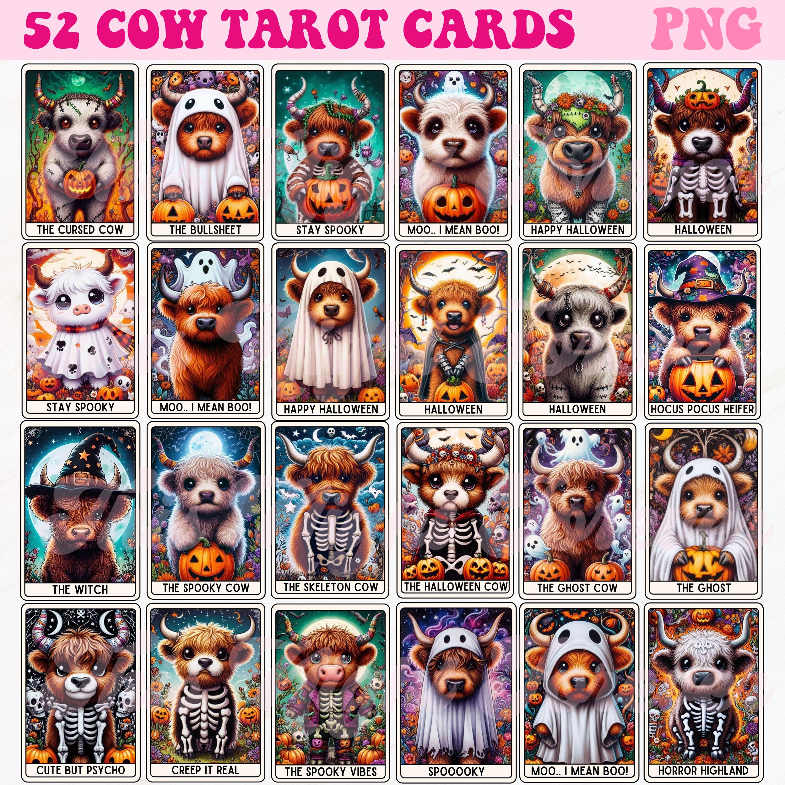 Halloween Cow Tarot Cards: 52 Card Deck (PNG) - Etsy