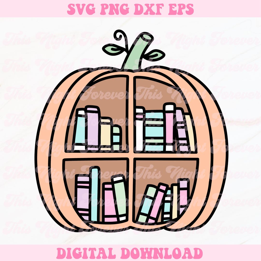 Pumpkin Bookshelf Svg, Bookshelf Svg, Pumpkin Svg, Cute Trendy Svg ...