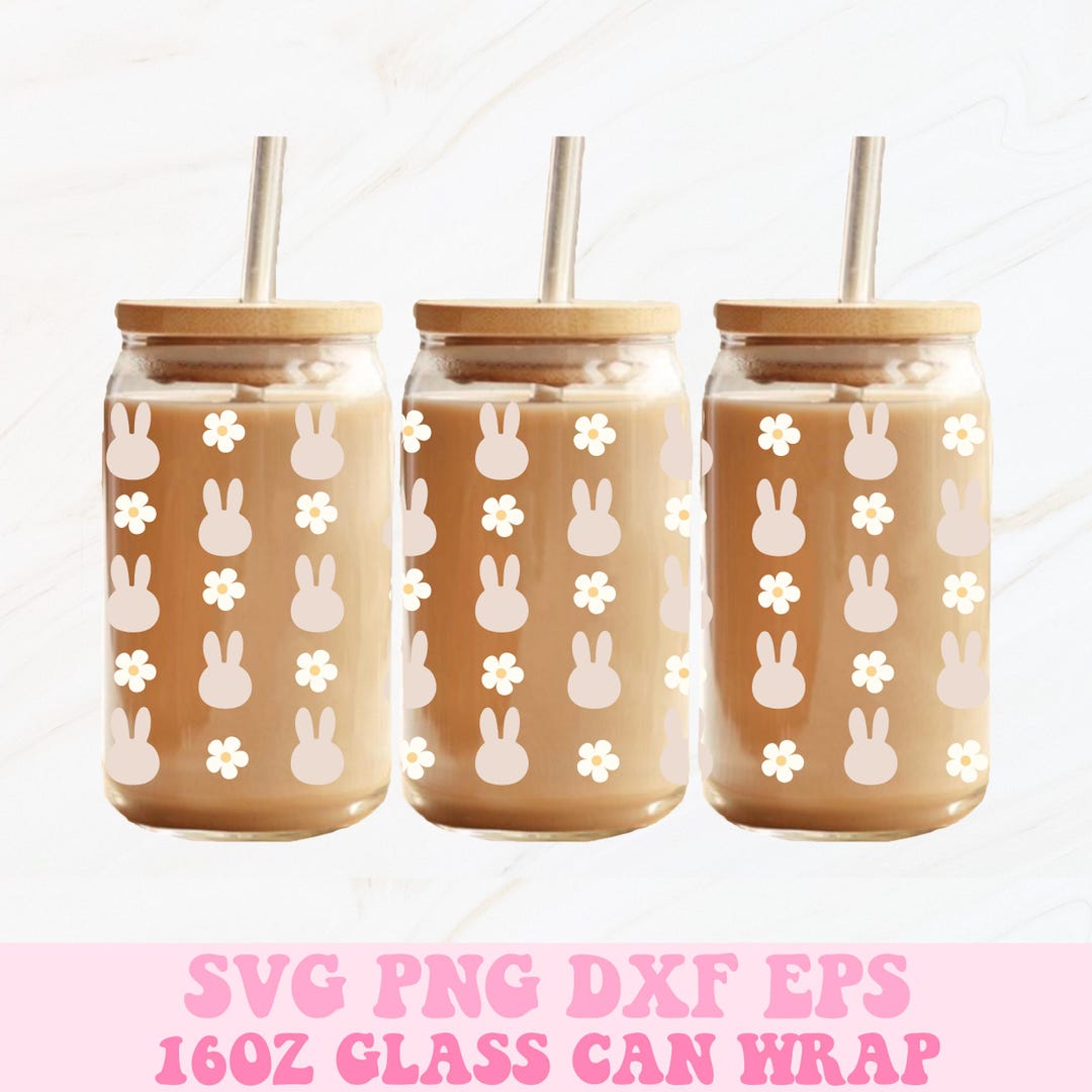 Mini Bunnies Glass Can Png, 16oz Glass Can Wrap, Easter Glass Can ...