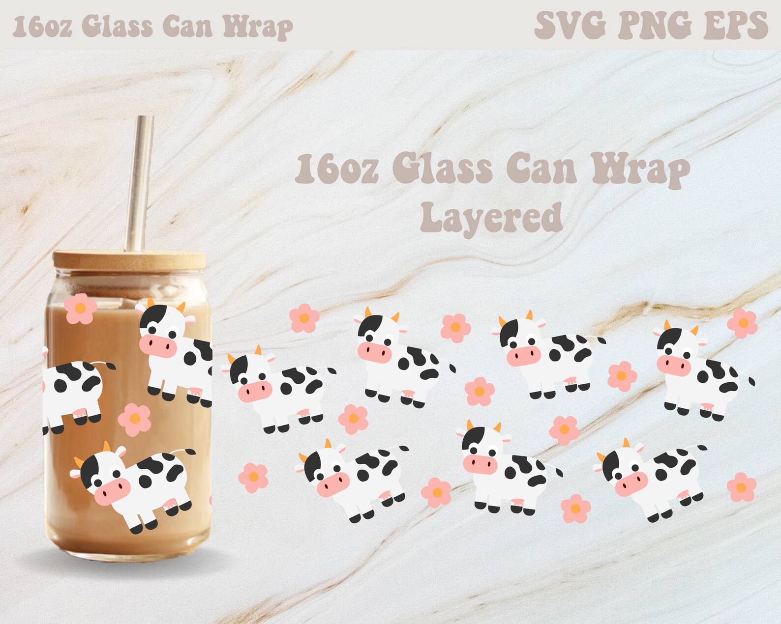 Cow Glass Can Wrap Svg Cow Libbey Wrap Svg Libbey Glass - Etsy