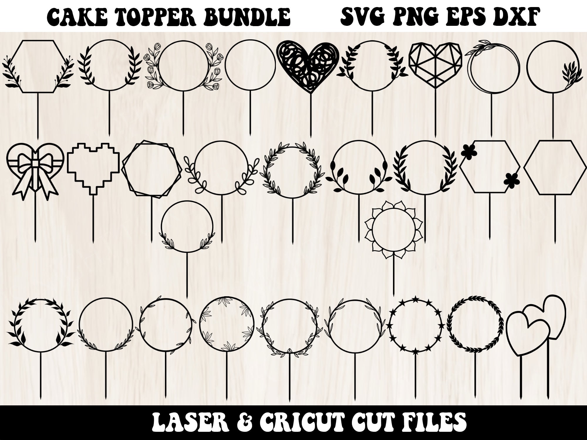 Cake Topper SVG Bundle gâteau de mariage Svg Cake Topper - Etsy France
