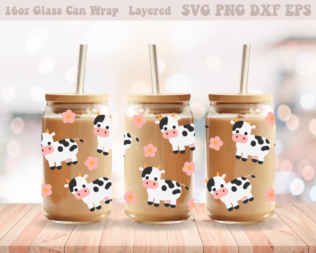 Cow Glass Can Wrap Svg, Cow Libbey Wrap Svg, Libbey Glass Wrap, Glass ...