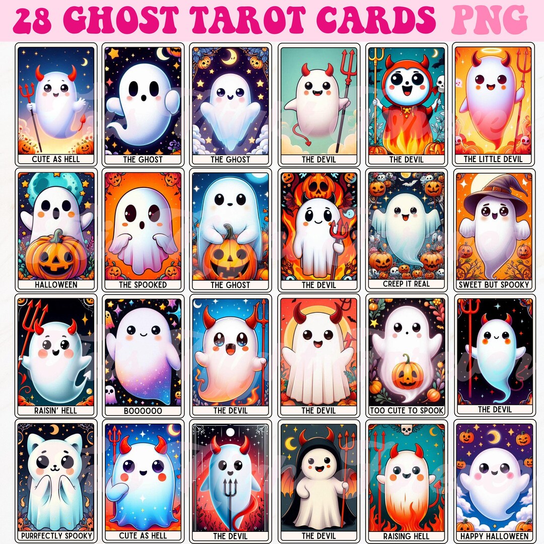 Ghost Tarot Cards Png, Tarot Cards Png, Halloween Tarot Png, Ghost Png, Sublimation Design ...