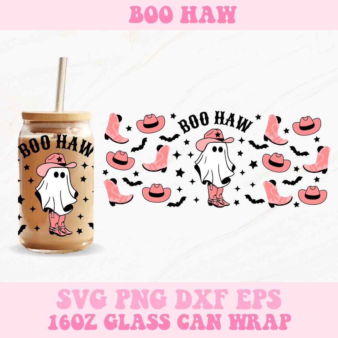 Boo Haw Glass Can Wrap Svg, Halloween Libbey Wrap Svg, Libbey Glass ...