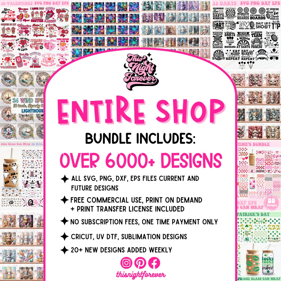 SVG & PNG Mega Bundle for Cricut, 16oz Glass Can Wraps, Tumbler Wrap ...
