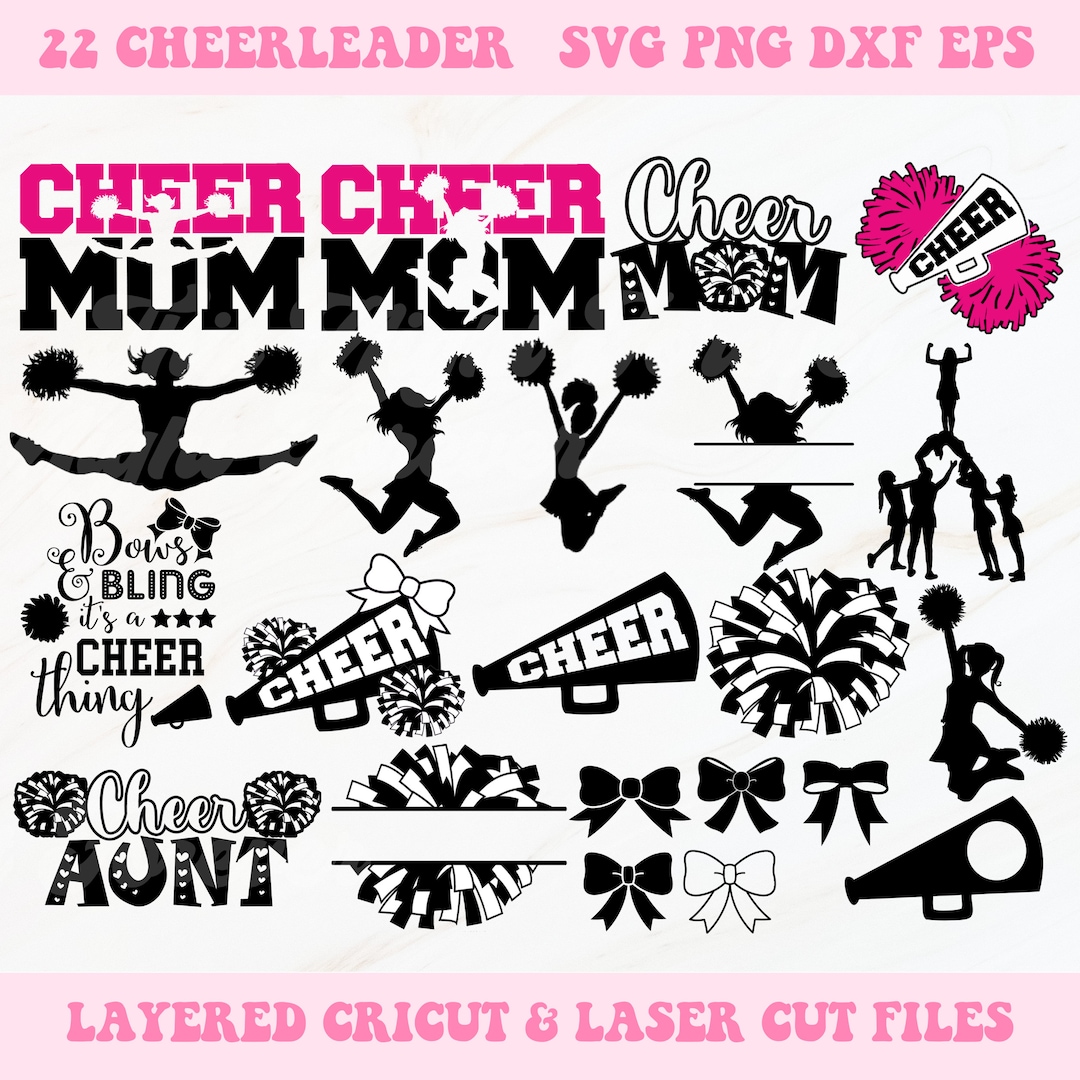 Cheerleader Svg Bundle, Cheer Mom Svg, Cheerleading Svg, Pom Pom Svg ...