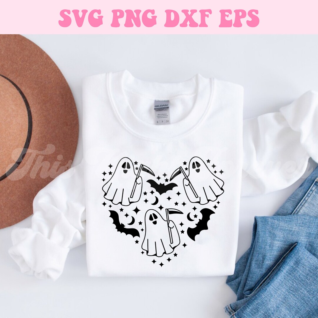 Ghost Heart Svg, Ghosts Svg, Halloween Svg, Spooky Svg, Fall Svg, Cute ...