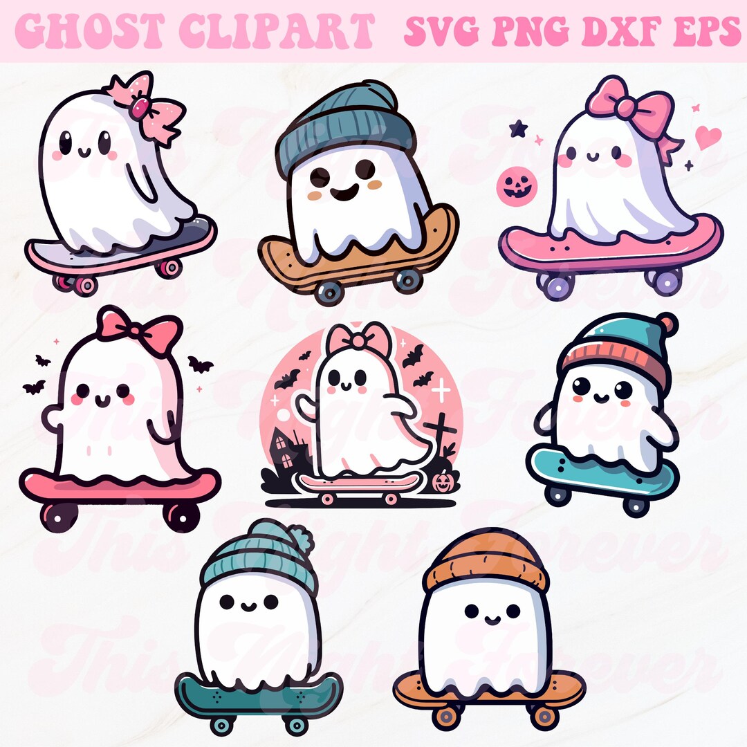 Ghost Svg, Skateboard Ghost Svg, Halloween Svg, Ghost Clipart, Spooky ...