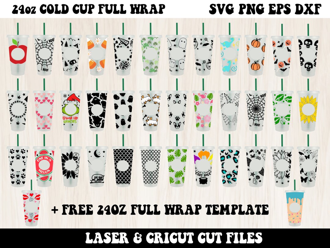 24oz Cold Cup Svg, 24oz Venti Cold Cup Svg, Cold Cup Svg, Full Wrap Svg ...