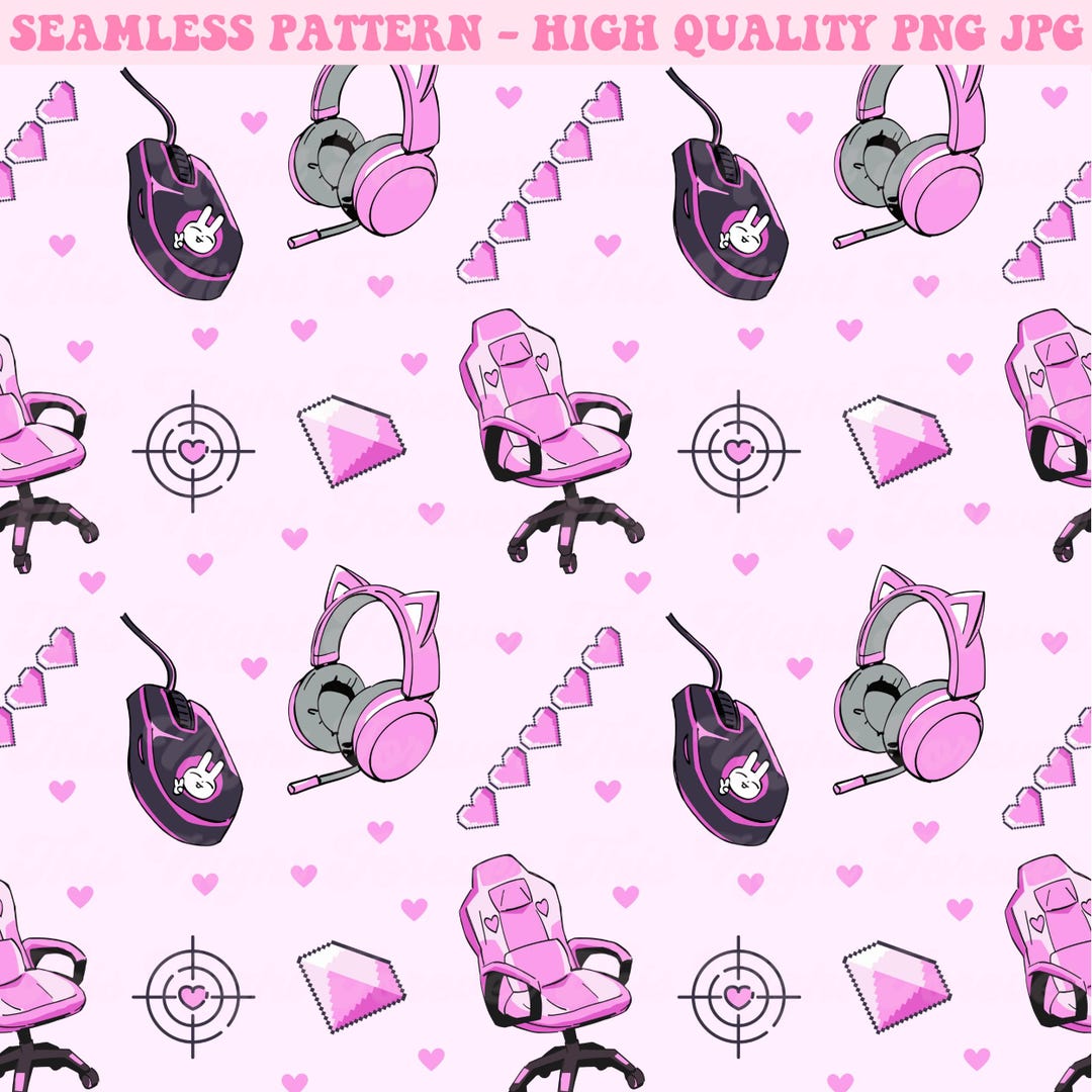 Girl Gamer Seamless Pattern, Gamer Seamless Pattern, Repeat Pattern ...