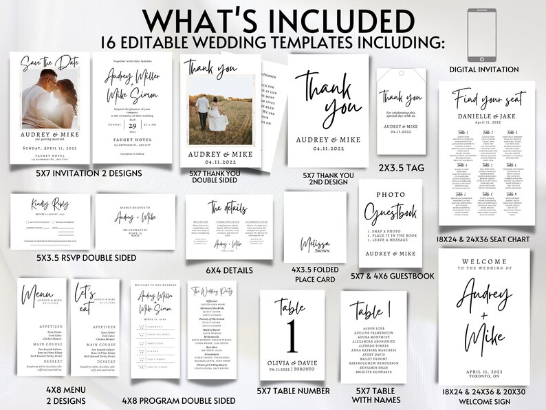 Ultimate Wedding Template Bundle Editable Wedding Template - Etsy