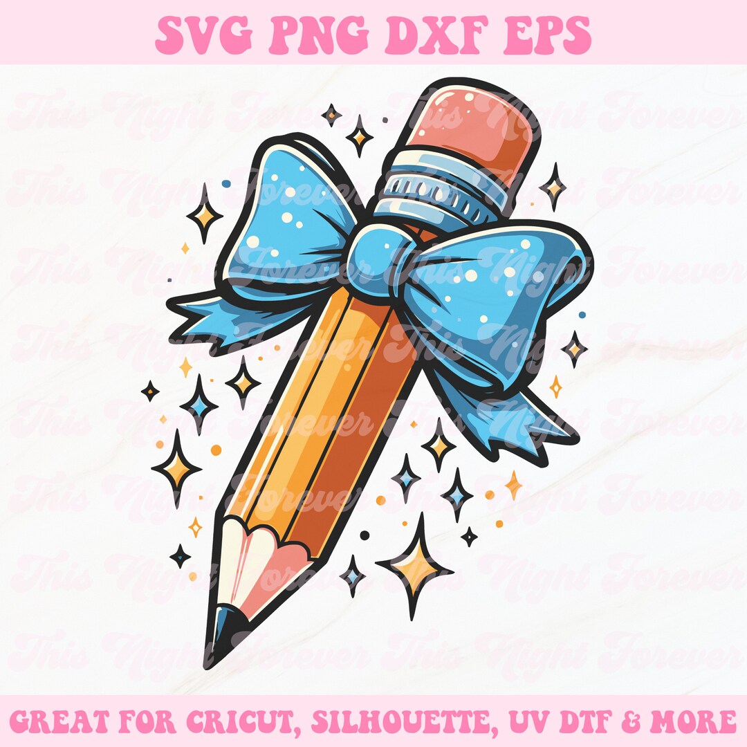Pencil Svg, Pencil Bow Svg, Coquette Svg, Bow Svg, Teacher Svg, School ...