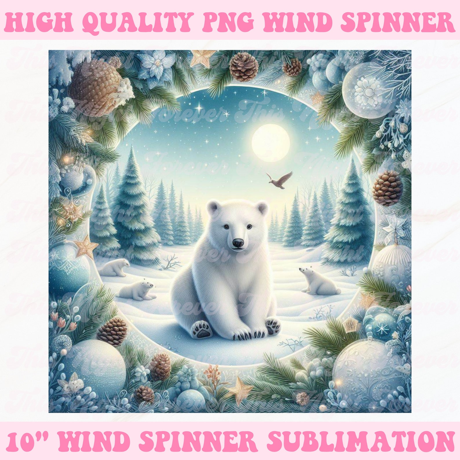 Winter Polar Bear Wind Spinner: Sublimation Design (PNG) - Etsy