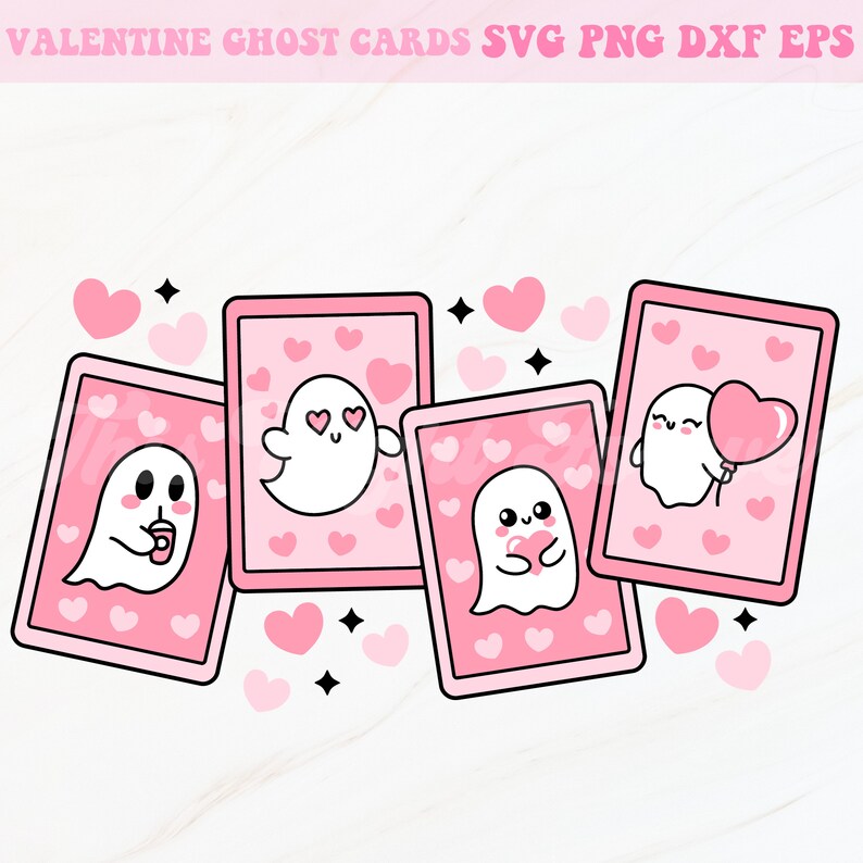 Valentine's Ghost Tarot Cards Svg, Valentine Ghosts Svg, Valentine's ...