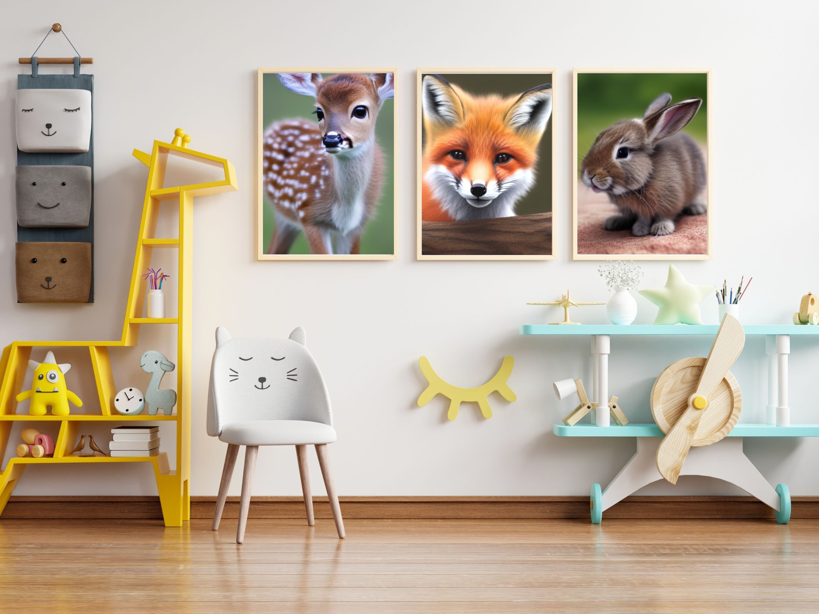 Woodland Baby Animals Nursery Wall Art Digital Prints Bundle, Baby ...