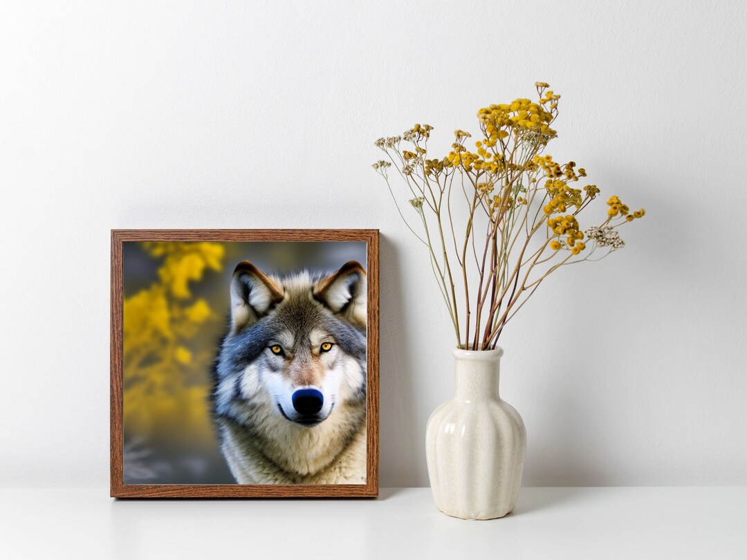 Autumn Wolf Wall Art, Grey Wolf Digital Prints Downloads, Wolf Digital ...