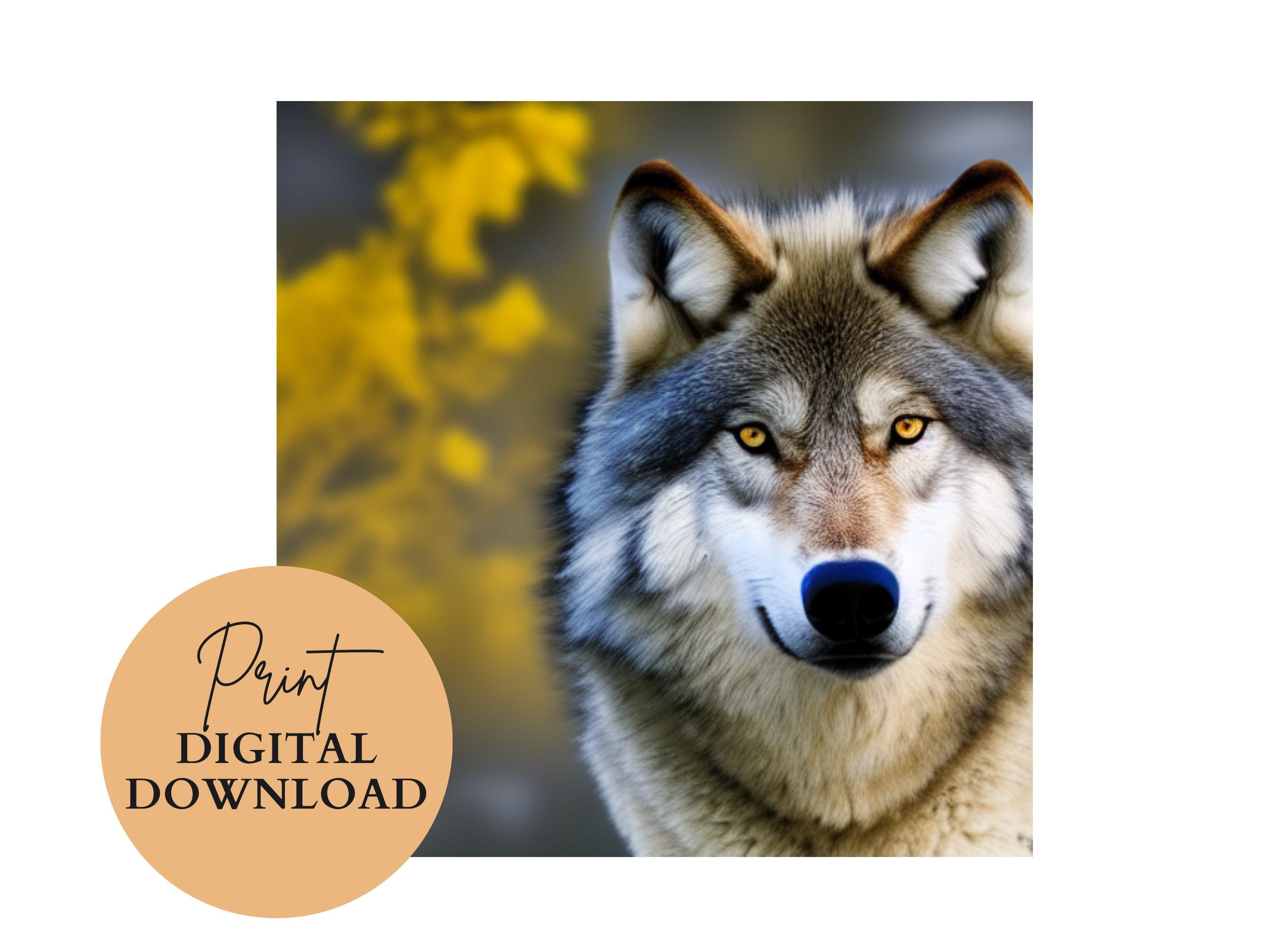Autumn Wolf Wall Art, Grey Wolf Digital Prints Downloads, Wolf Digital ...