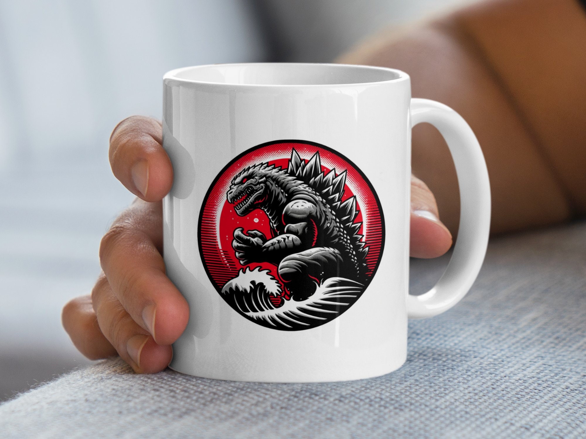 Surfing Burning Kaiju Godzilla Earth Aesthetic Coffee Cup for Godzilla ...