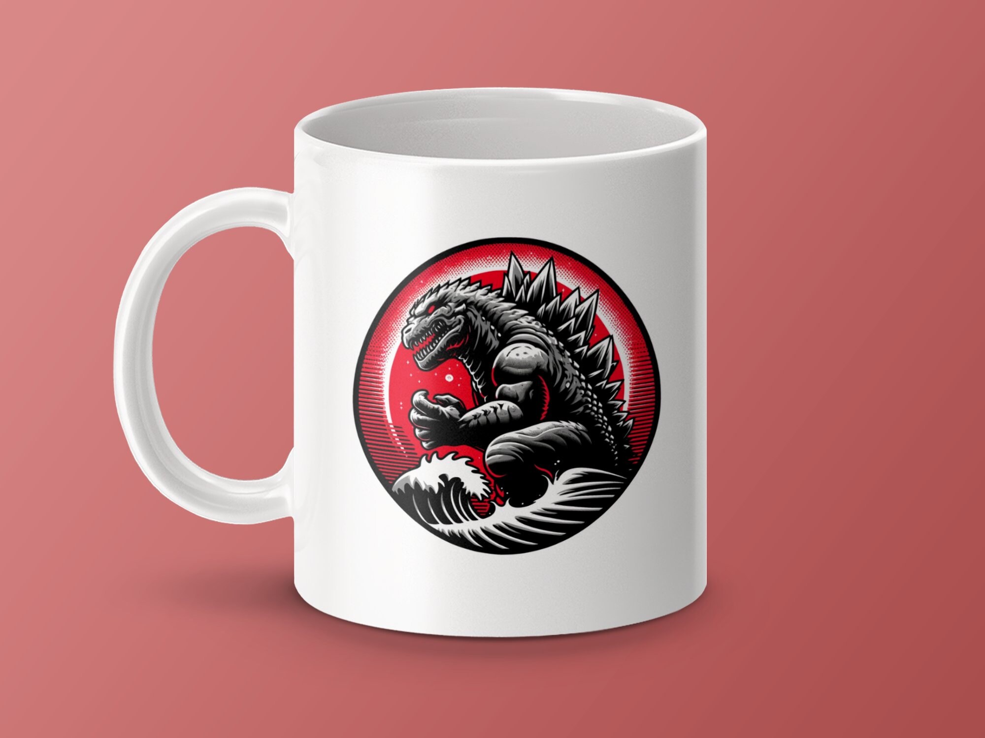 Surfing Burning Kaiju Godzilla Earth Aesthetic Coffee Cup for Godzilla ...