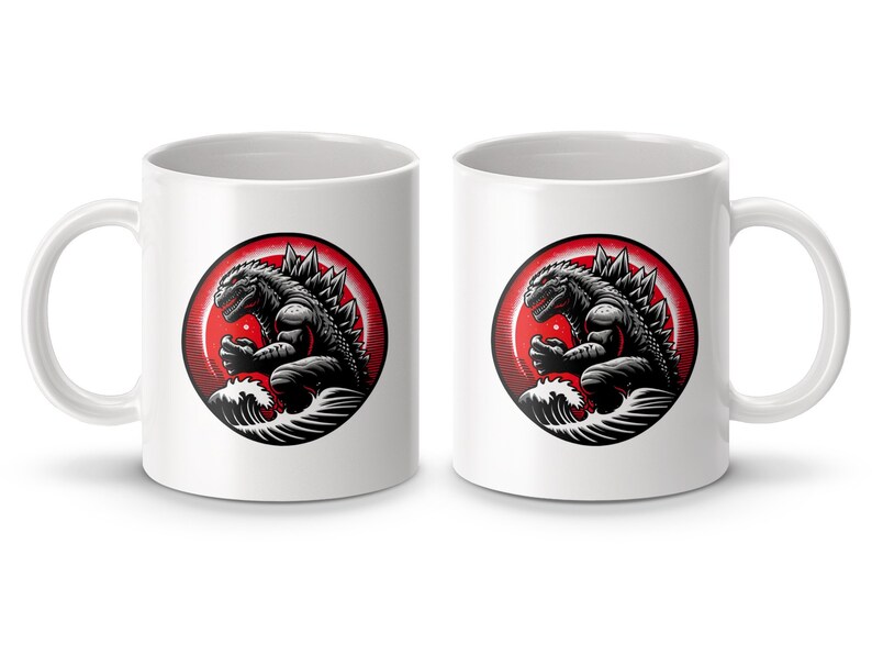 Surfing Burning Kaiju Godzilla Earth Aesthetic Coffee Cup for Godzilla ...