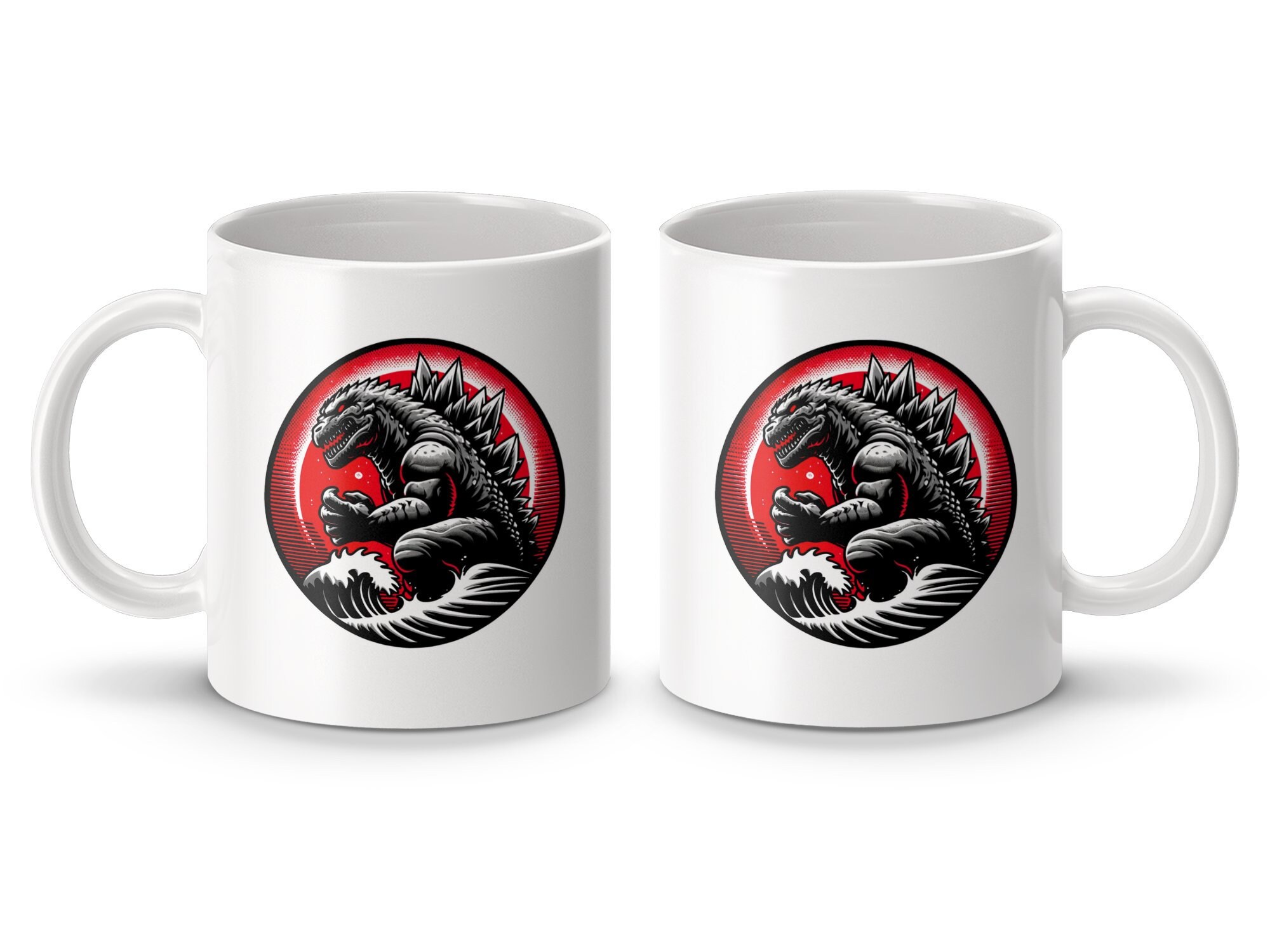 Surfing Burning Kaiju Godzilla Earth Aesthetic Coffee Cup for Godzilla ...