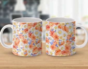 Wildflowers Cottagecore Coffee Mug, Botanicals, Pressed Flowers Mug ...