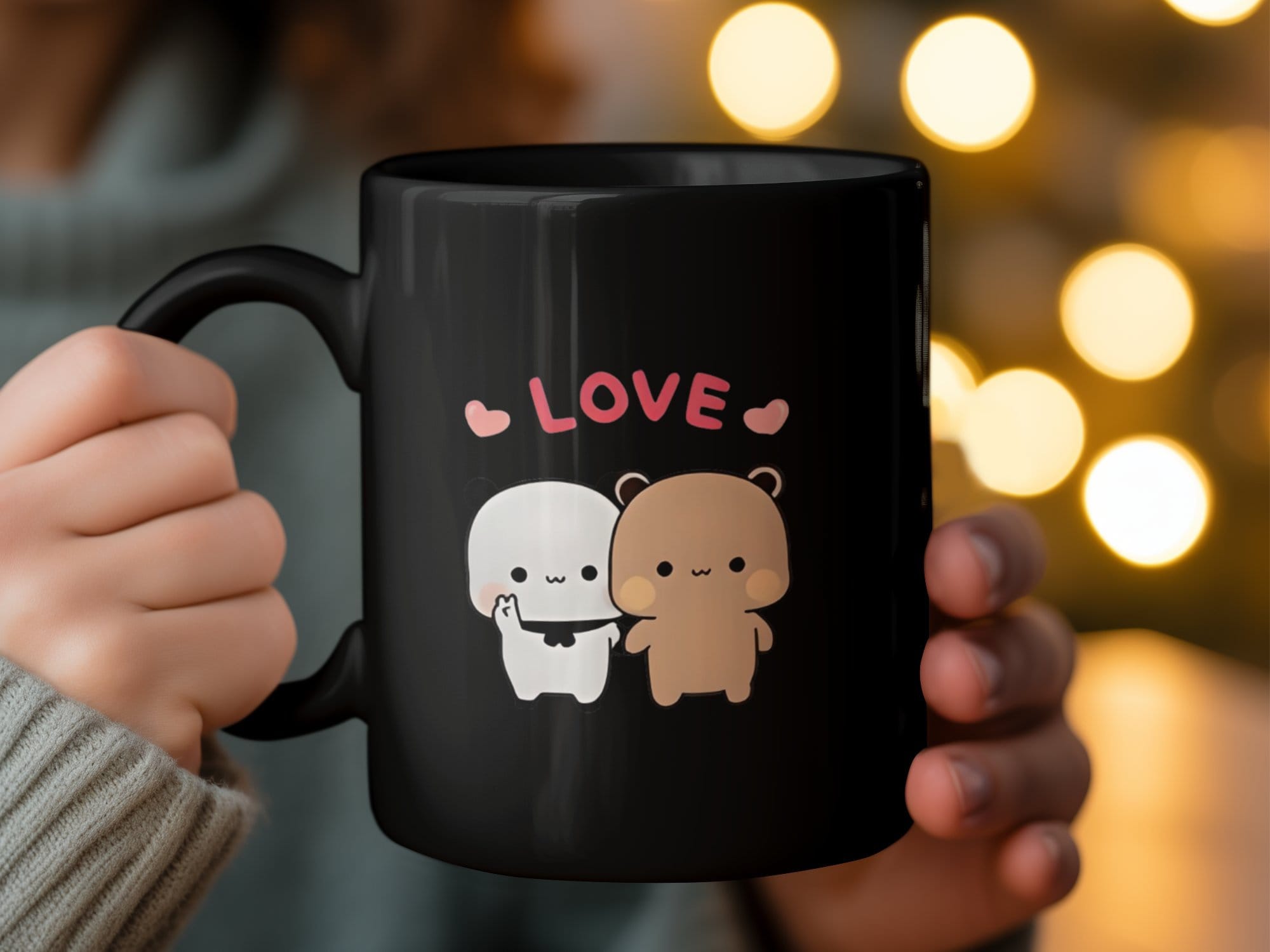 Cute Dudu and Bubu Hug Love Mug, Adorable Animal Coffee Cup, Kawaii ...
