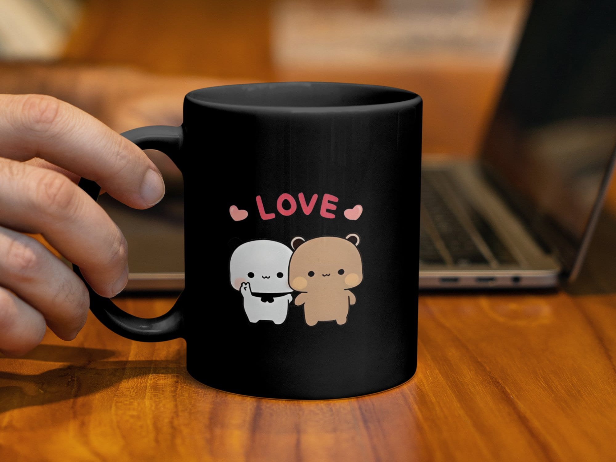 Cute Dudu and Bubu Hug Love Mug, Adorable Animal Coffee Cup, Kawaii ...