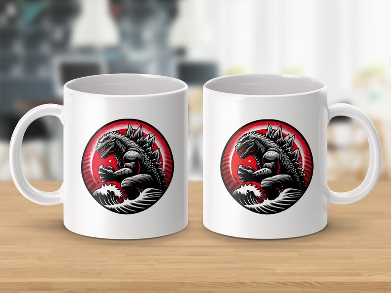 Surfing Burning Kaiju Godzilla Earth Aesthetic Coffee Cup for Godzilla ...