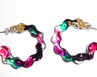 Resin Colorful Hoop Earrings - Etsy