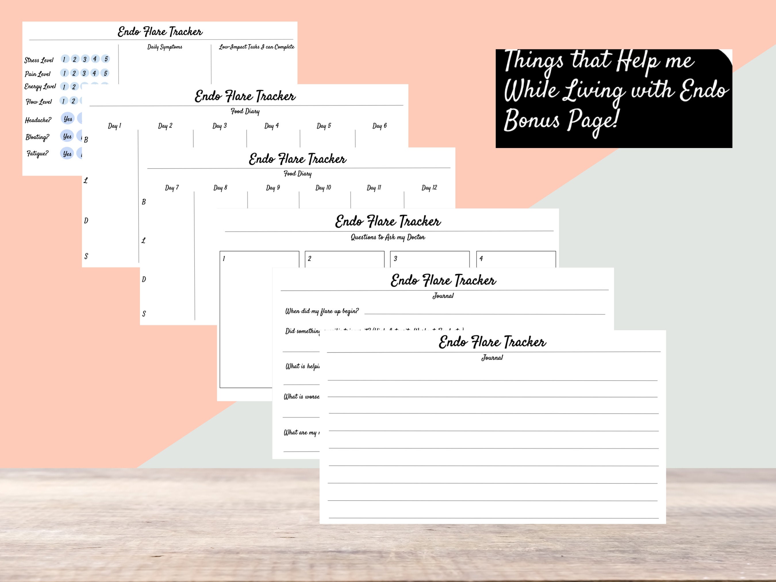 Endometriosis Symptom Tracker Endo Flare up Tracker Symptom Tracker ...