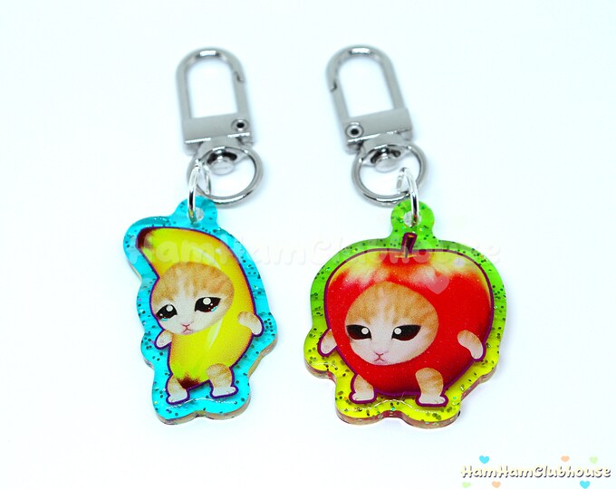 Fruit Cat Tiktok Meme Cats Glitter Acrylic Silly Phone Charms - Etsy