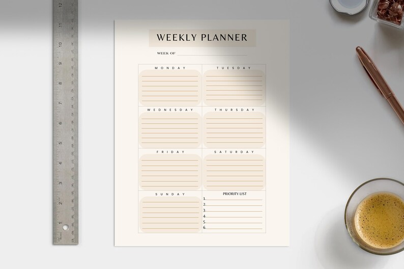Weekly Planner Printable, Instant Download, Minimal Productivity ...