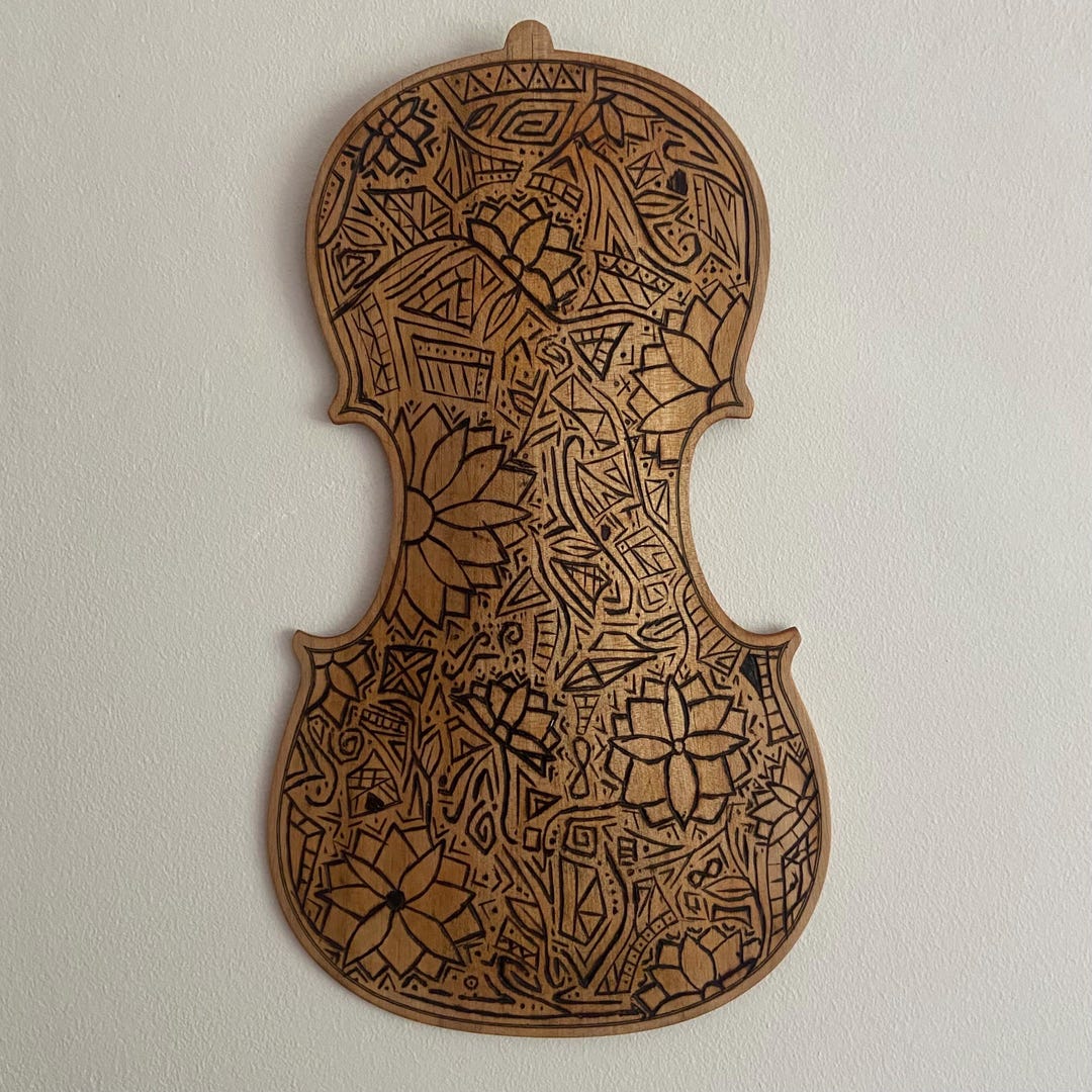 Pyrography Violin Wall Hanging, Handmade Burnt Wood Art - Etsy