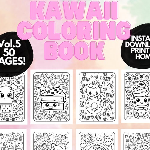 Cute Kawaii Coloring Book for Kids Teens Adults Coloring - Etsy