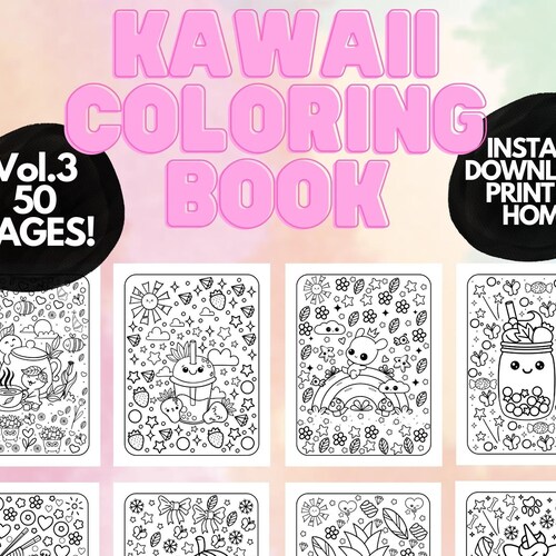 Cute Kawaii Coloring Book for Kids Teens Adults Coloring - Etsy