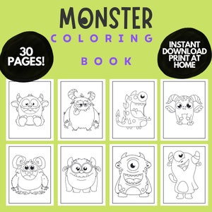 30 Cute Monster Printable Coloring Pages for Kids and Toddlers , Easy ...