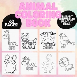 Cute Animal Coloring Pages for Kids, 60 Printable Coloring Pages for ...