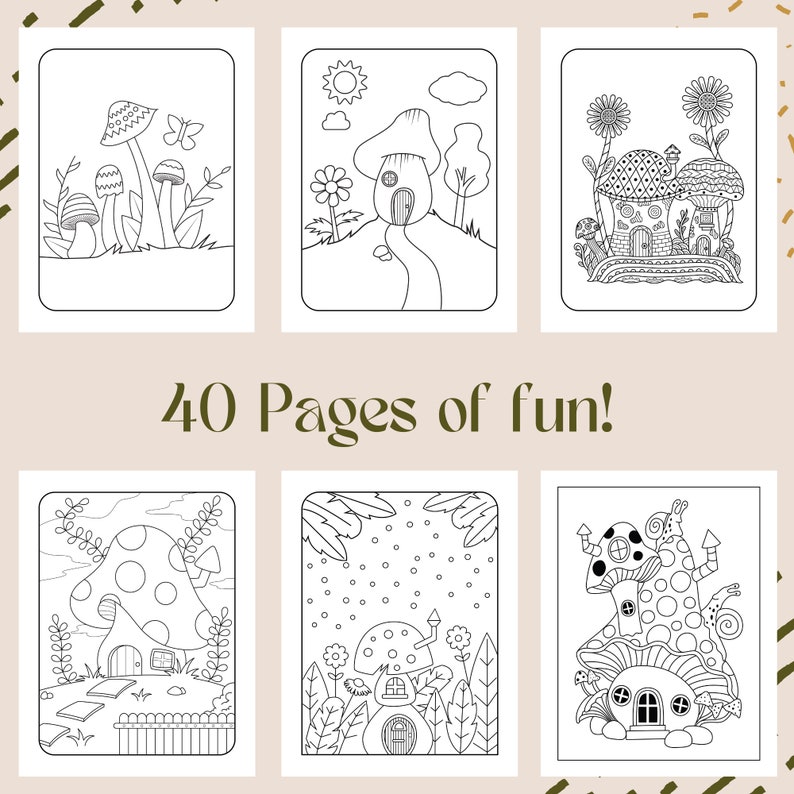 Mushroom Printable Coloing Pages for Kids Teens Adults, Mindfulness ...