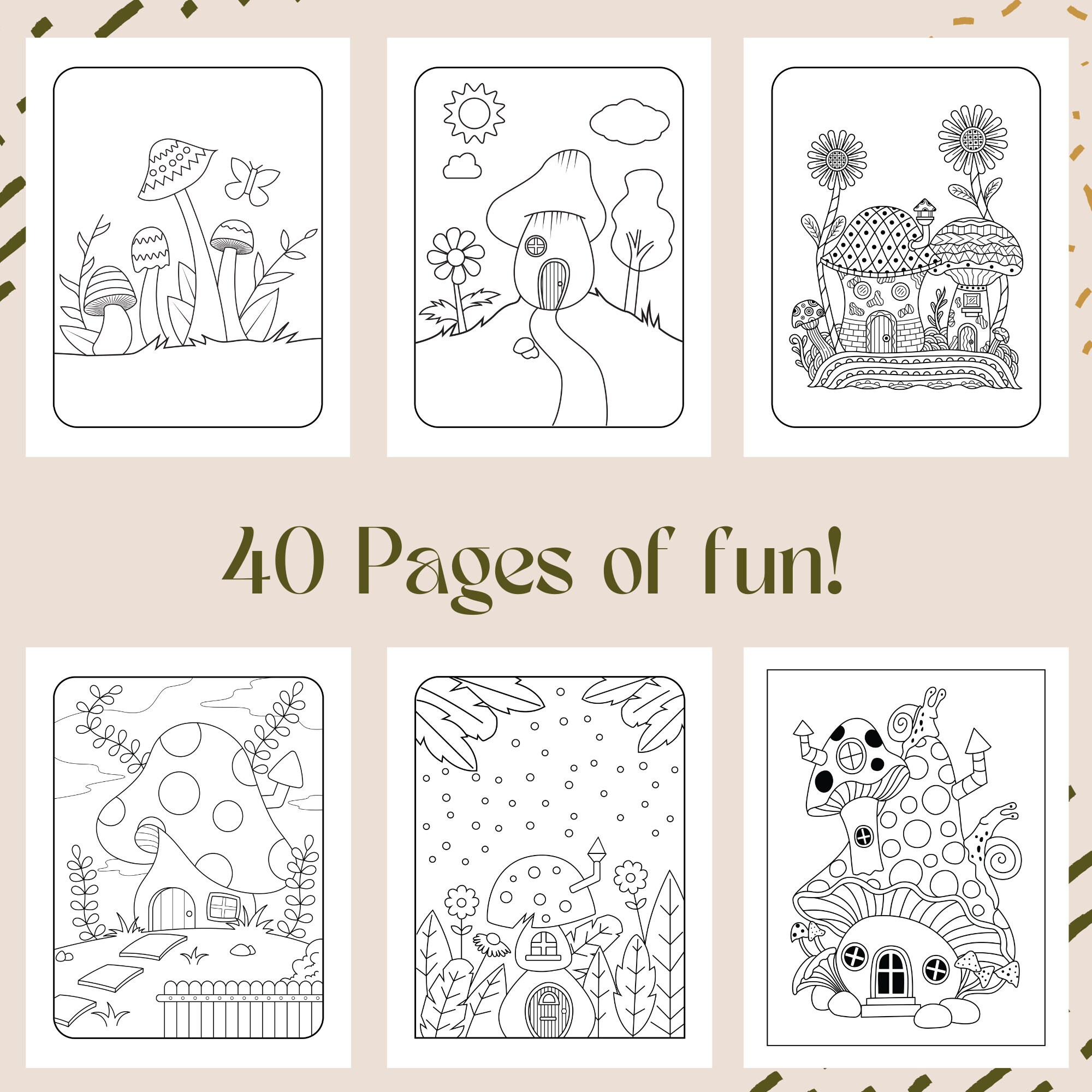 Mushroom Printable Coloing Pages for Kids Teens Adults, Mindfulness ...