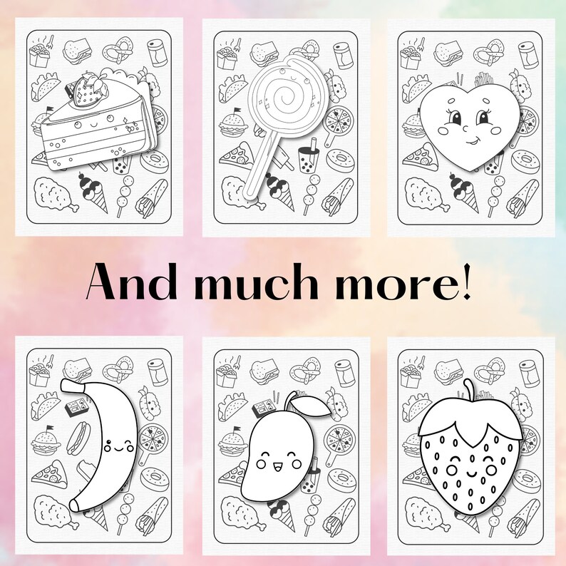 Cute Kawaii Food Coloring Book for Kids Teens Adults, Coloring Pages ...
