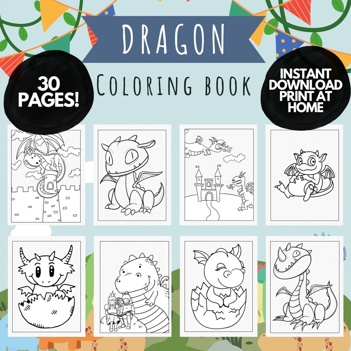 Cute Dragon Coloring Pages for Kids and Toddlers, Printable Coloring ...