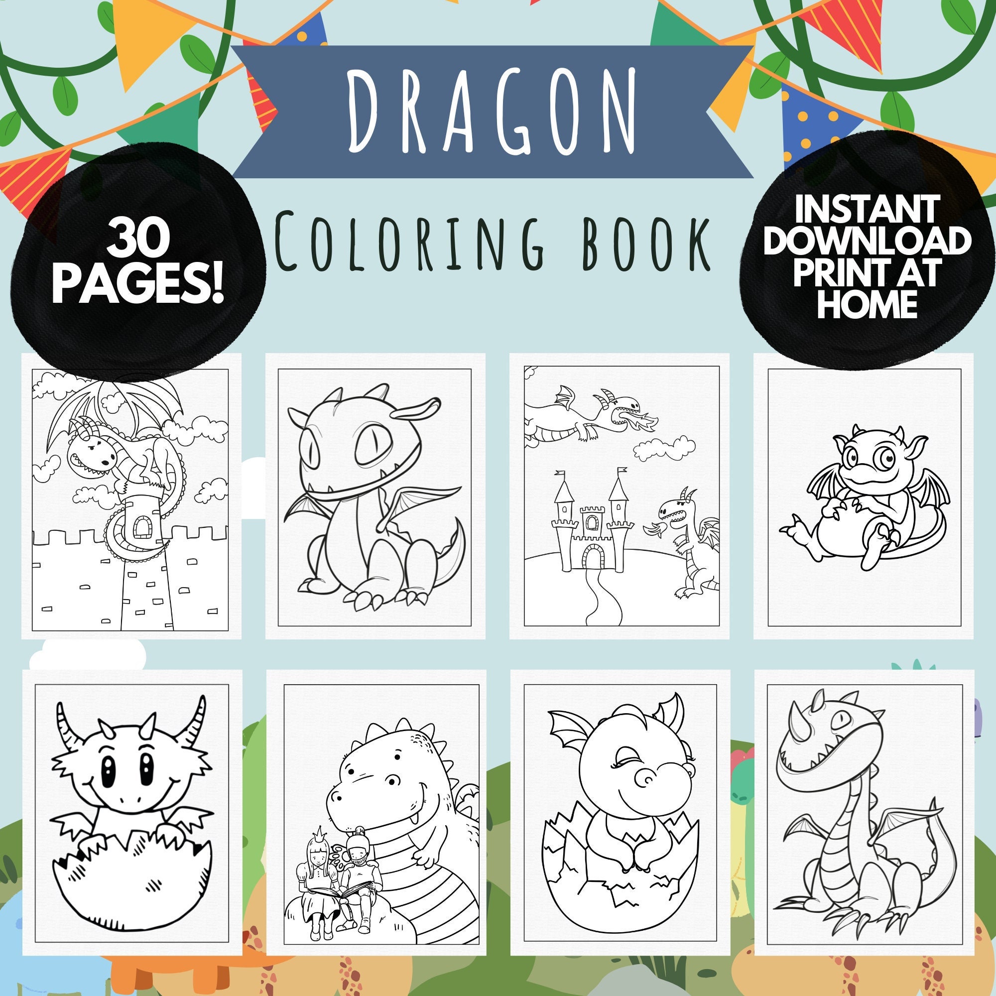 Cute Dragon Coloring Pages for Kids and Toddlers, Printable Coloring ...