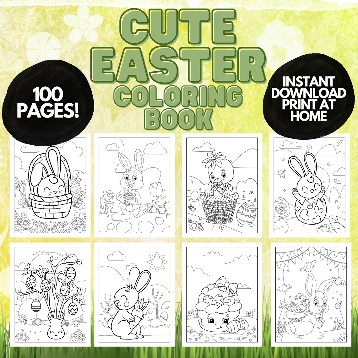 Cute Easter Coloring Pages for Kids, 100 Printable Coloring Pages for ...