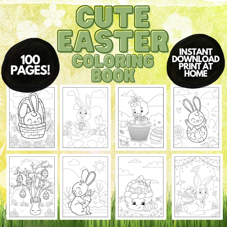 Cute Easter Coloring Pages for Kids, 100 Printable Coloring Pages for ...