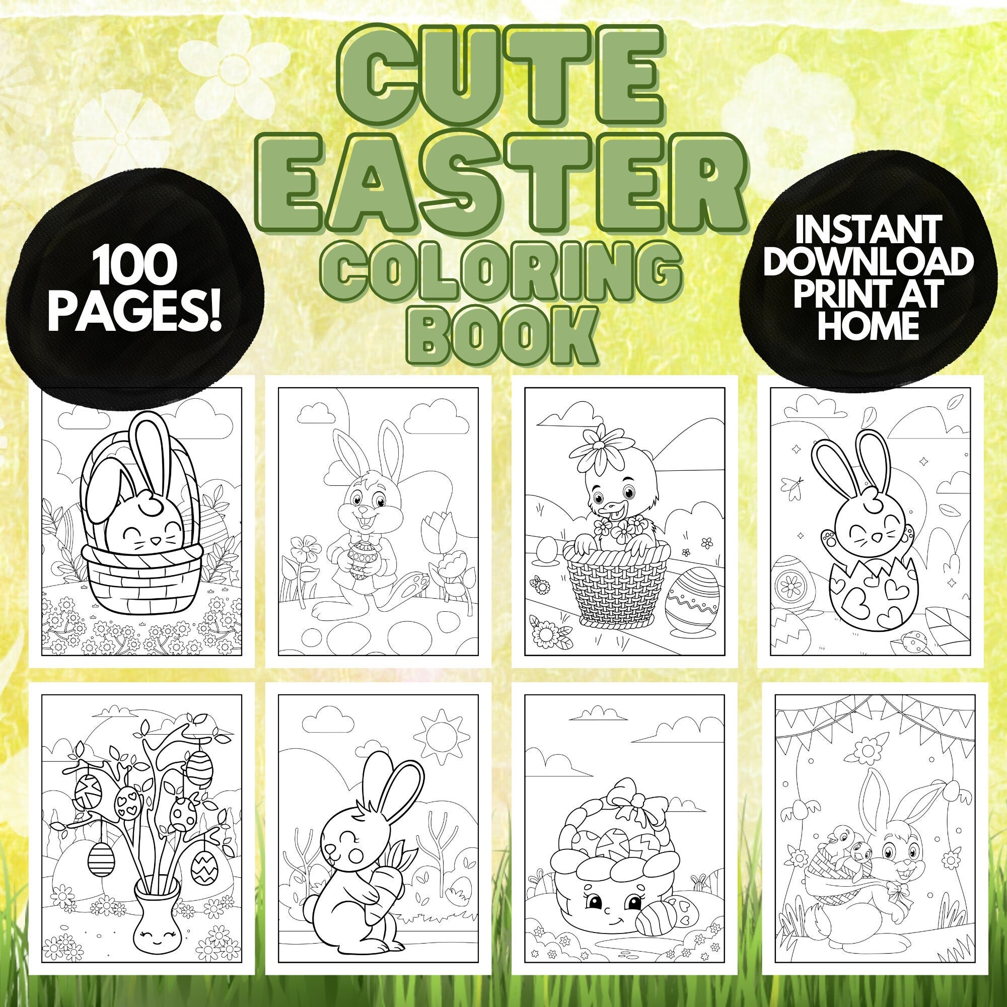 Cute Easter Coloring Pages for Kids, 100 Printable Coloring Pages for ...