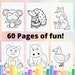 Cute Animal Coloring Pages for Kids, 60 Printable Coloring Pages for ...
