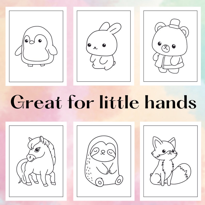 Easy Baby Animal Coloring Pages for Kids Toddlers, Printable Coloring ...