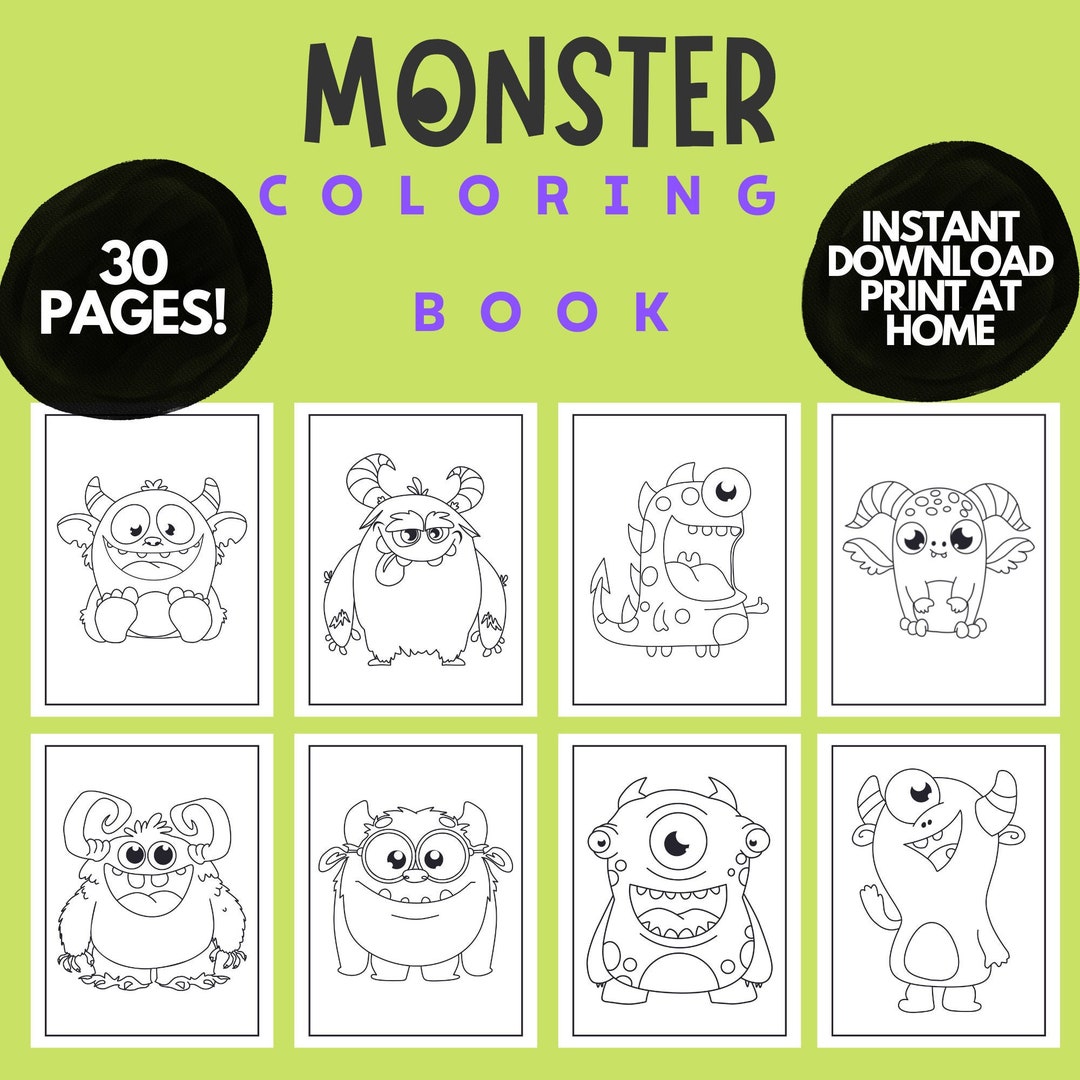 30 Cute Monster Printable Coloring Pages for Kids and Toddlers , Easy ...