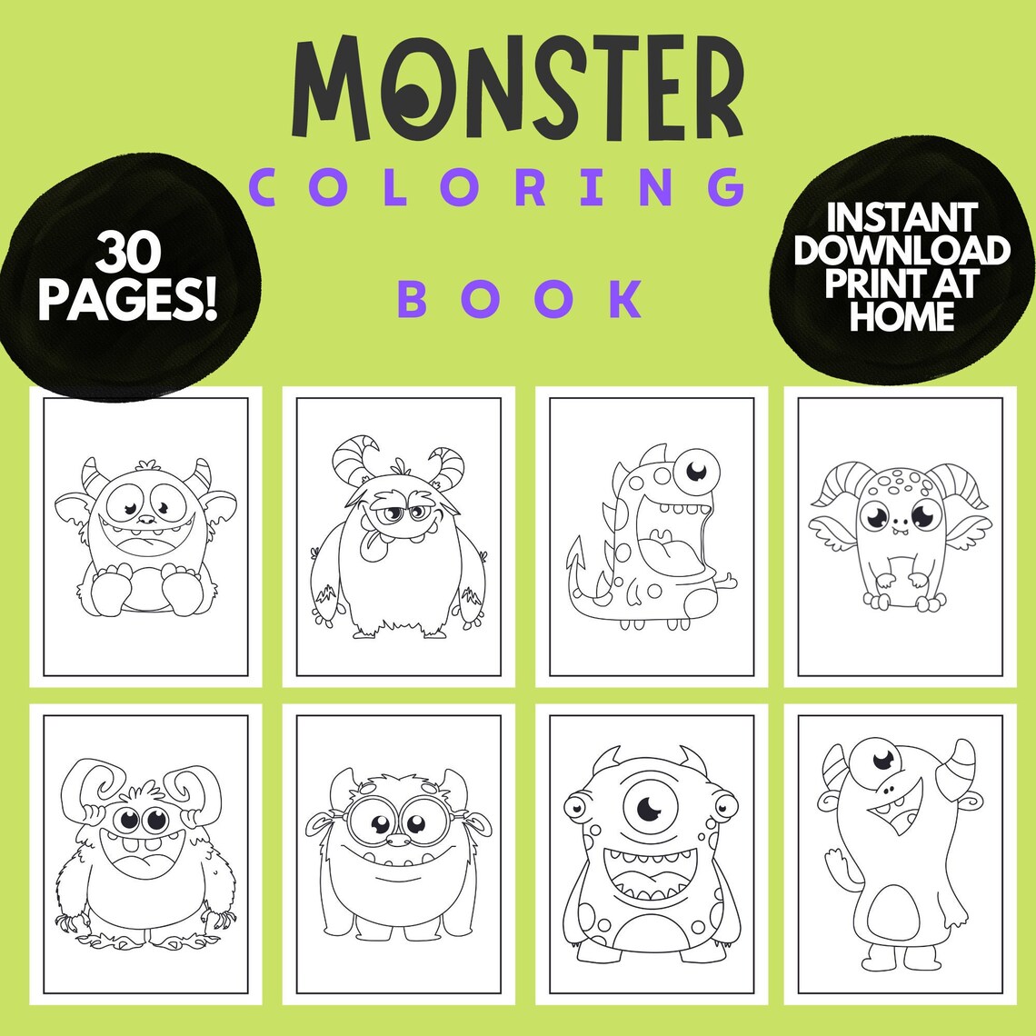 30 Cute Monster Printable Coloring Pages for Kids and Toddlers , Easy ...